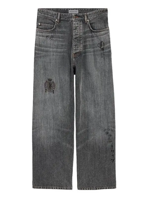 Balenciaga Tattoo Baggy Jeans - Dark Grey