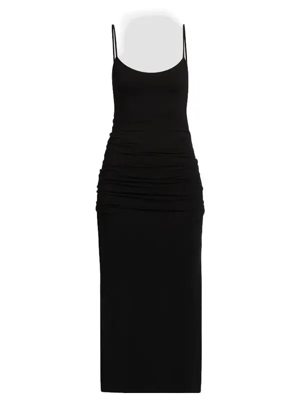 TOTEME Draped Jersey Slip Midi Dress - Black
