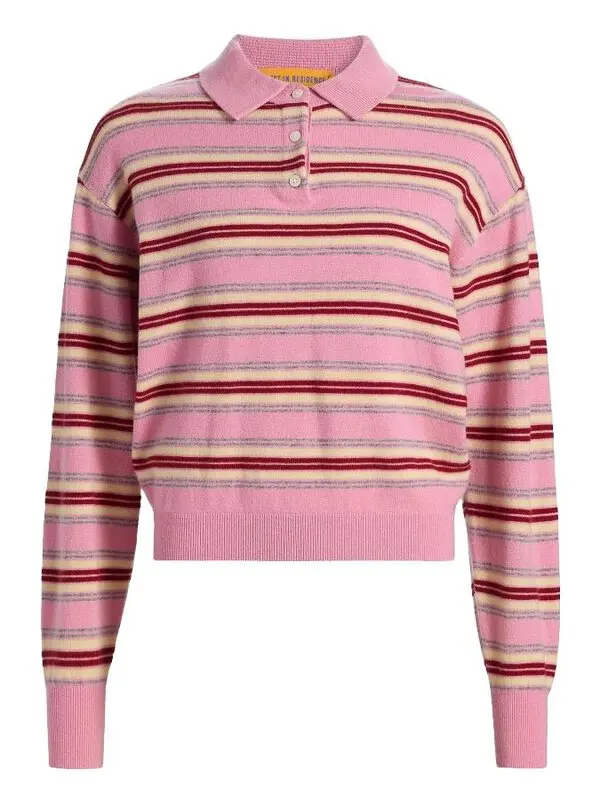 Guest In Residence Collegiate-striped Cashmere Polo Shirt - Sprinkle Combo