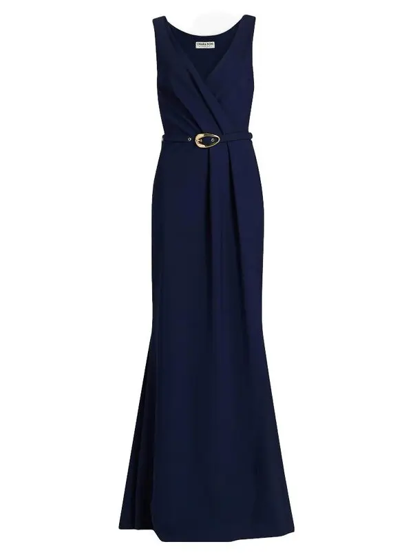 Chiara Boni La Petite Robe Heiha Surplice Belted Gown - Blue Notte