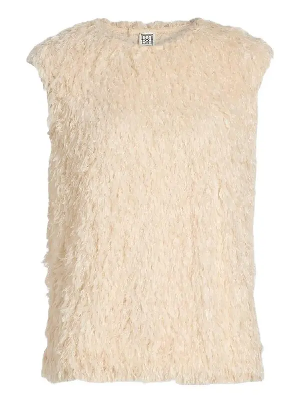 TOTEME Feathered Jersey Sleeveless Top - Eggshell