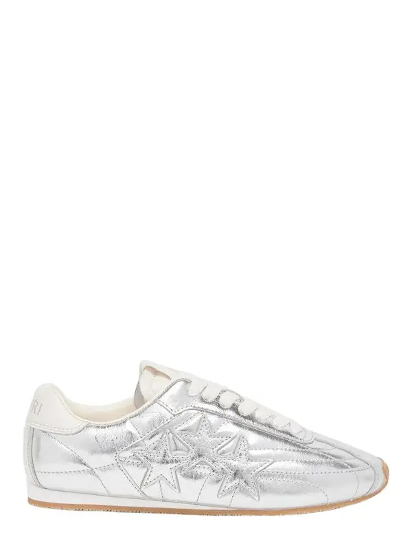 Amiri Pacific Metallic Leather Football Sneakers - Silver