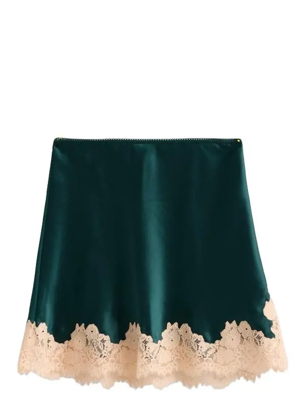 DÔEN Giulietta Lace-trim Silk Miniskirt - Scarab