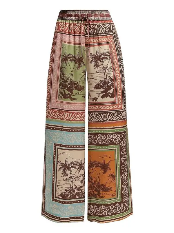 ALEMAIS Alberta Printed Silk Wide-leg Pants - Multi