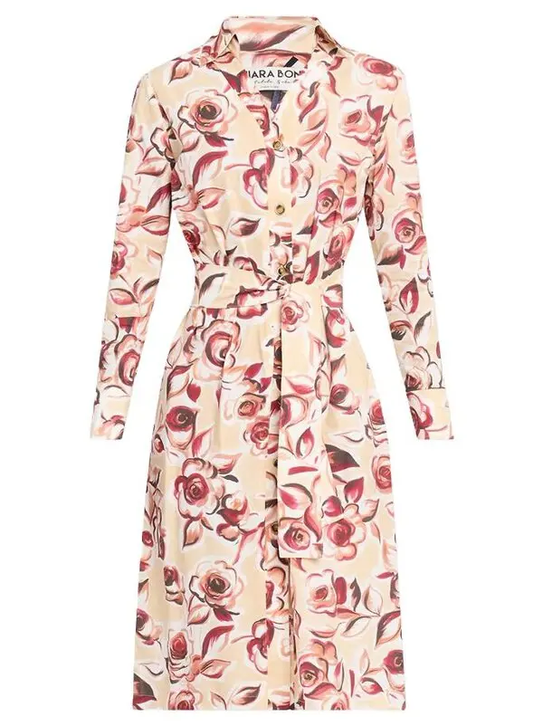 Chiara Boni La Petite Robe Belted Rose Midi-shirtdress - Multi Pattern