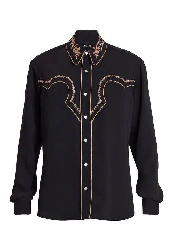 Amiri Western Embroidered Shirt - Black