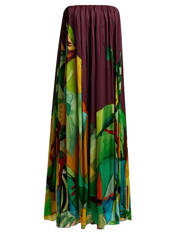 ALEMAIS Mokshini Tropical Print Silk Strapless Midi-dress - Multi
