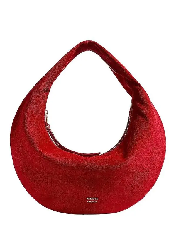 Khaite Olivia Mini Suede Hobo Bag - Ruby