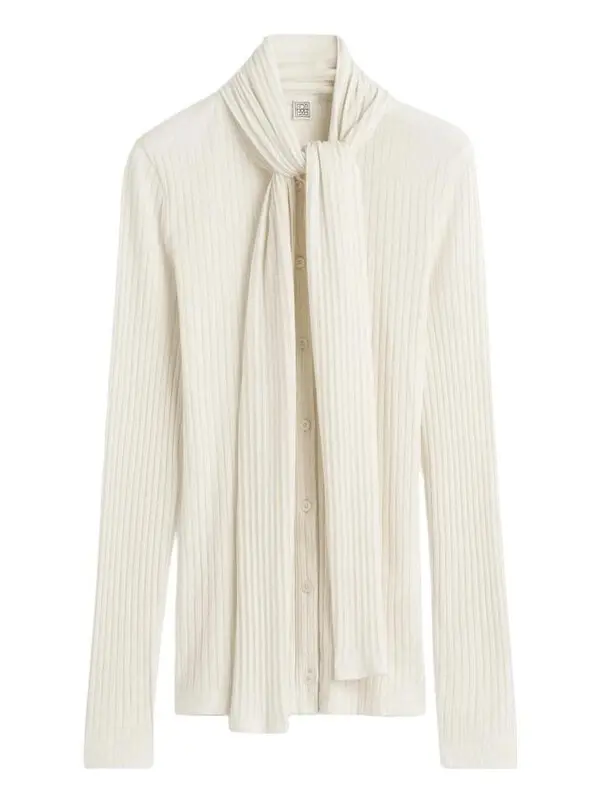 TOTEME Ribbed Bow Blouse - Ecru