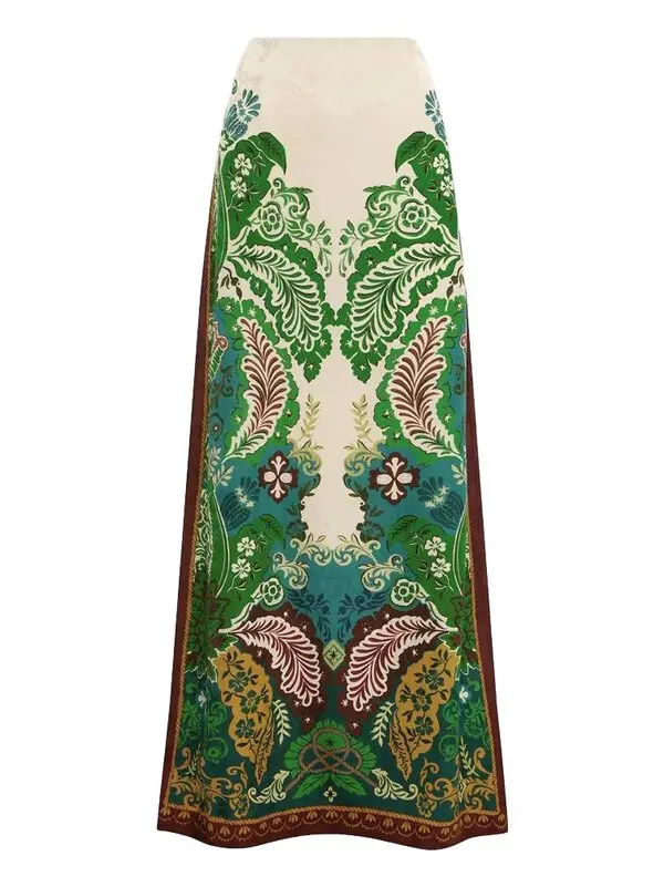 ALEMAIS Florence Printed Silk A-line Maxi Skirt - Multi