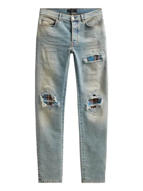 Amiri Plaid Flannel Mx1 Repaired Jeans - Medium Indigo