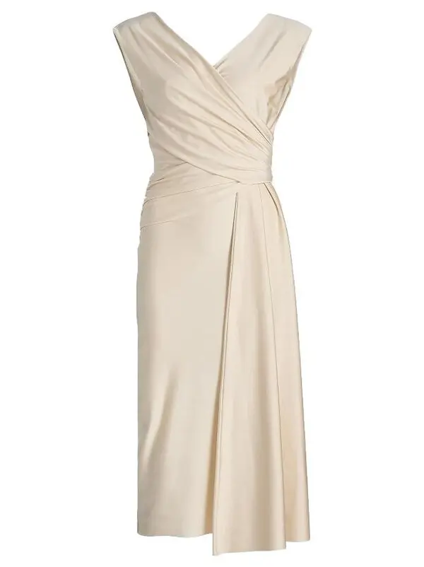 Chiara Boni La Petite Robe Lores Jj Satin Wrap Sheath Dress - Macadamia