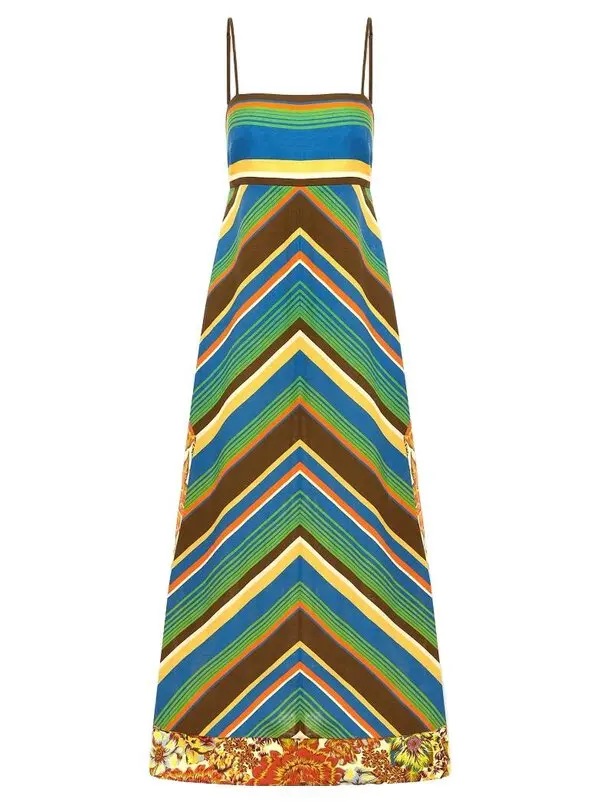 ALEMAIS Charlie Mixed-print Linen Day Dress - Multi