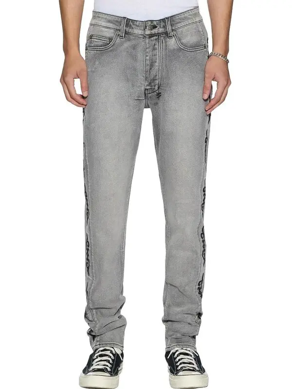 Ksubi Chitch Graphic Cotton Tapered-leg Jeans - Grey