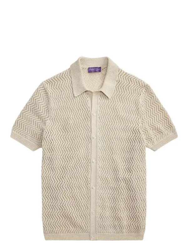 Ralph Lauren Purple Label Textured Cotton Short-sleeve Cardigan - Limestone