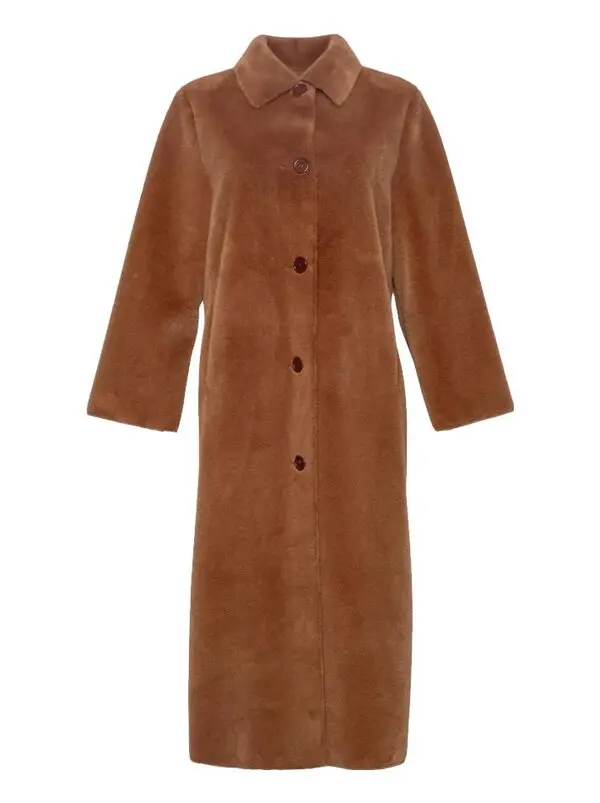 FRANCES VALENTINE Paulette Faux Fur Long Coat - Camel