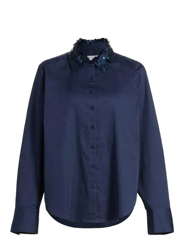 Derek Lam 10 Crosby Alina Sequined Cotton Shirt - Navy