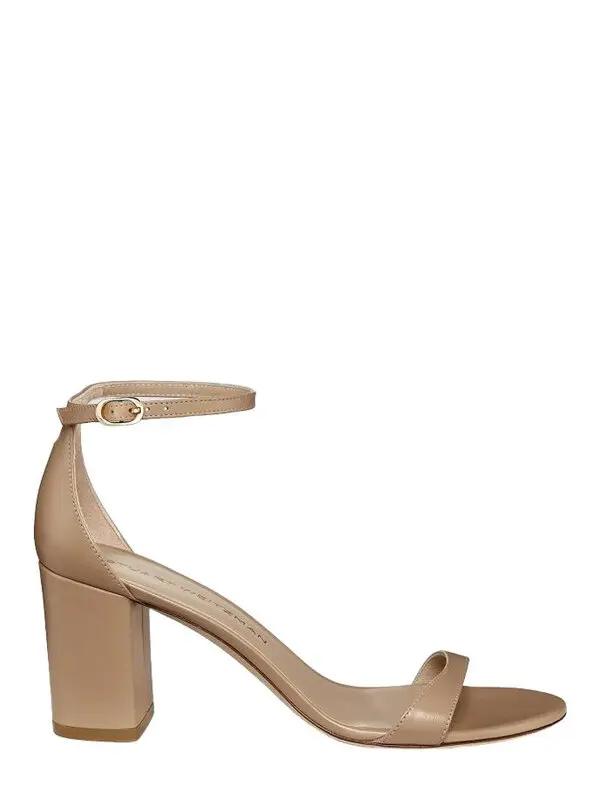 STUART WEITZMAN Nudist Block 75mm Metallic Leather Sandals - Adobe