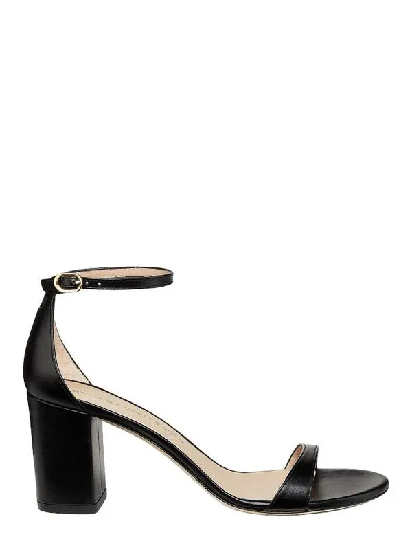 STUART WEITZMAN Nudist Block 75mm Metallic Leather Sandals - Black