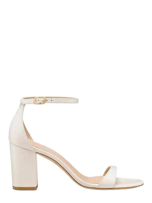 STUART WEITZMAN Nudist Block 75mm Metallic Leather Sandals - Cream