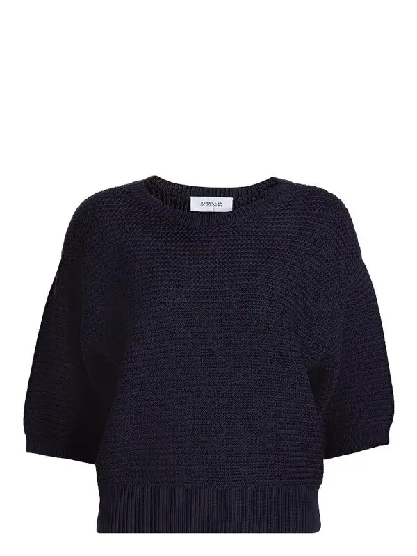 Derek Lam 10 Crosby Madison Cotton Elbow-sleeve Sweater - Navy