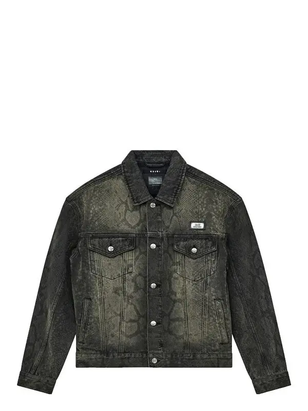 Ksubi Serpent Flocked Denim Trucker Jacket - Black