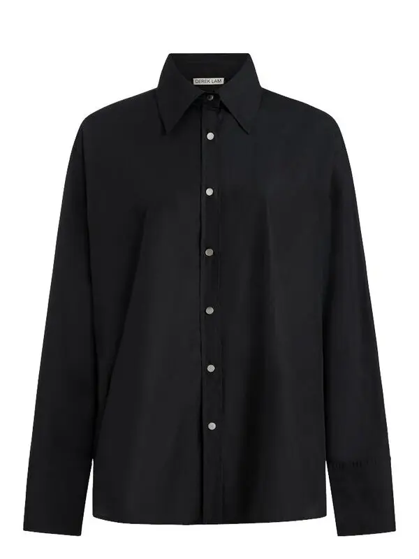 Derek Lam 10 Crosby Carine Snap-detail Cotton Poplin Shirt - Black