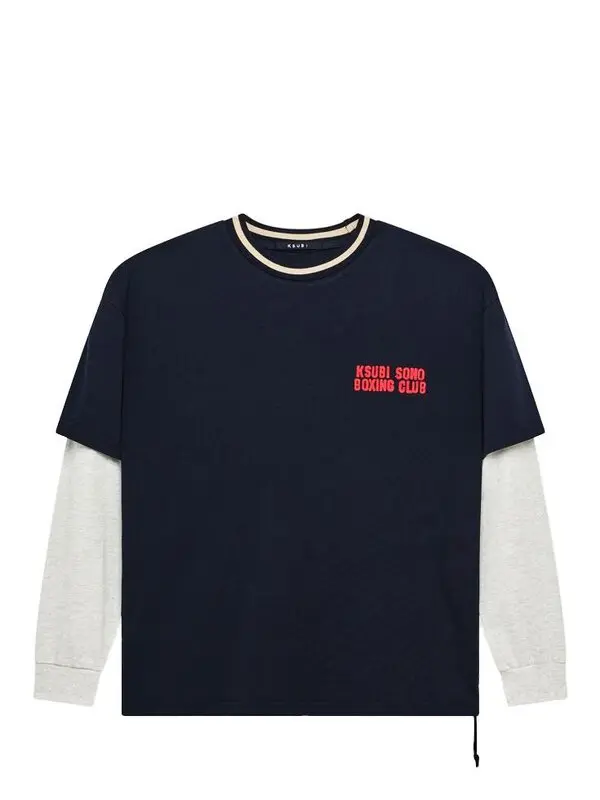 Ksubi Layered Cotton Long Sleeve T-shirt - Navy
