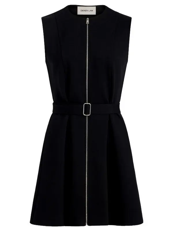 Derek Lam 10 Crosby Deeda Ponte Zip-front Mini Dress - Black