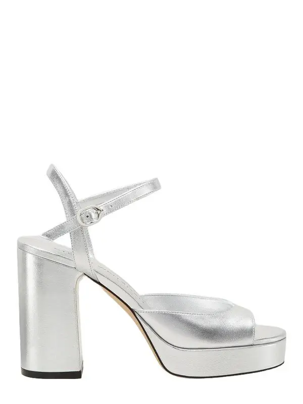 STUART WEITZMAN Dayna Ii 100mm Metallic Leather Platform Sandals - Silver