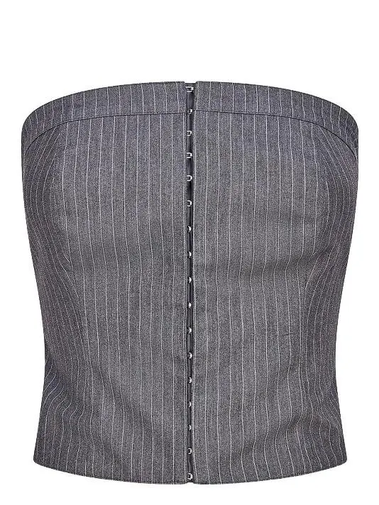 Ksubi Mondrian Pinstripe Bustier Top - Grey