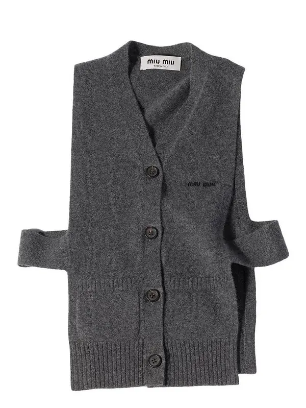 Miu Miu Cashmere Cardigan Vest - Grey