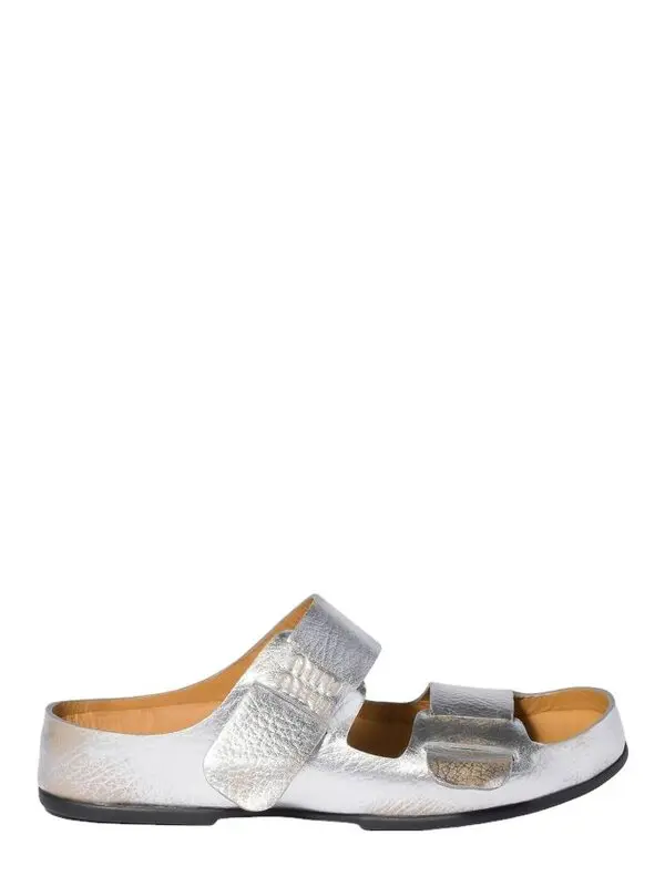 Miu Miu Bleached Leather Sandals - Silver