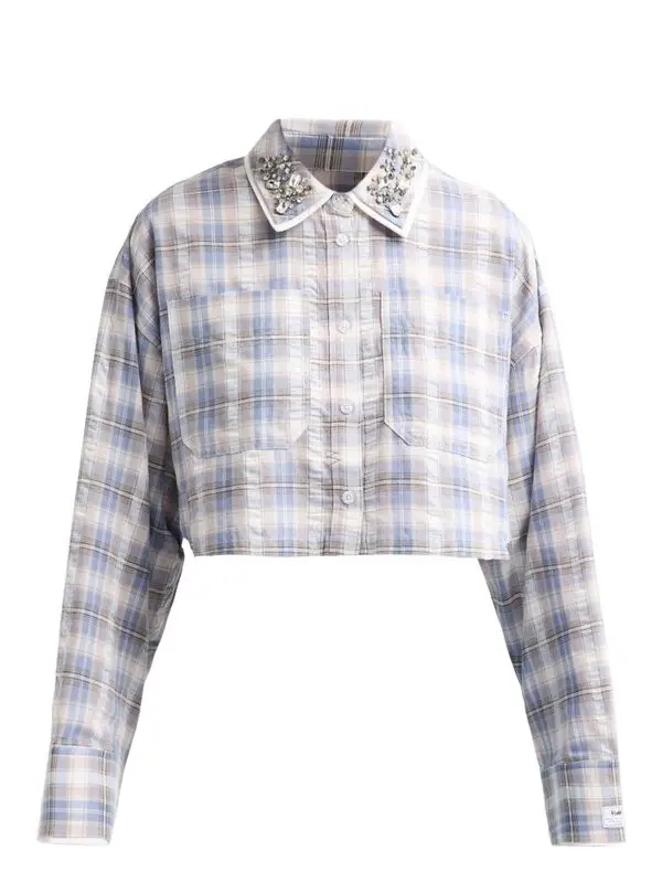 Ksubi Balter Embellished Plaid Cotton Crop Shirt - Assorted