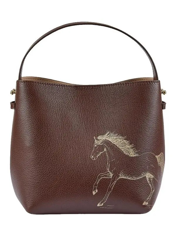 Gigi New York Melissa Bamber X : The Equestrian Edition Graceful Horse Selena Leather Bucket Bag - Brown