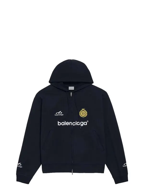 Balenciaga Soccer Oversized Zip-up Hoodie - Black