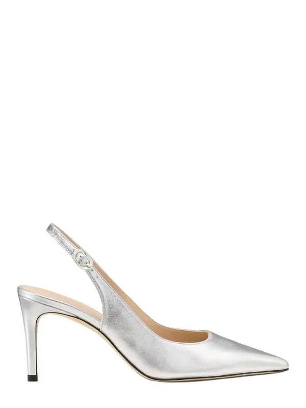STUART WEITZMAN Power 75mm Leather Slingback Pumps - Silver