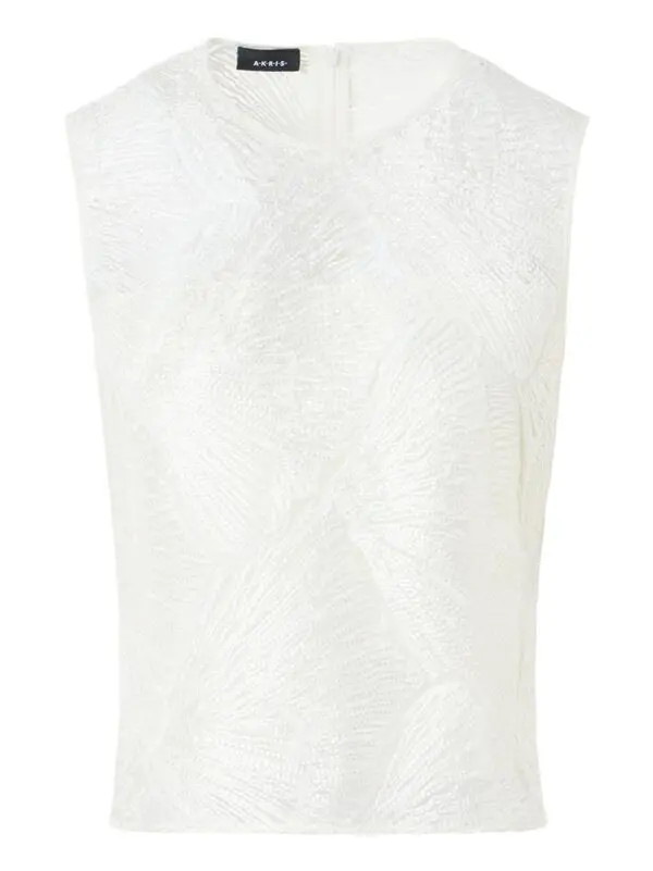 Akris Lacquered Fan Lace Top - Ecru
