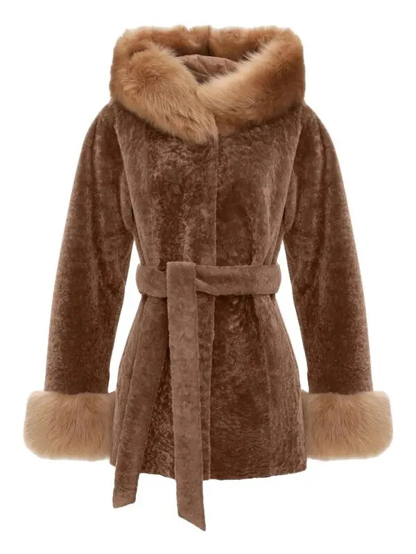 Gorski Textured Lamb Reversible Parka Jacket - Camel