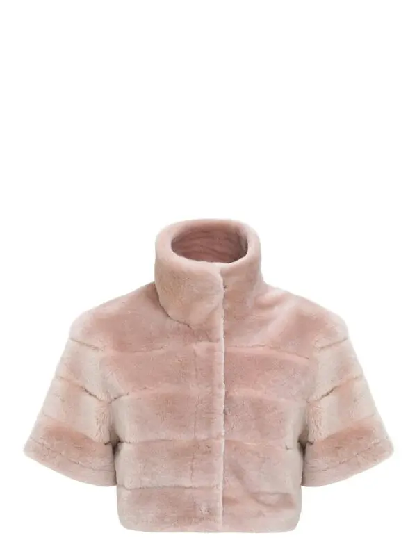 Gorski Reversible Lamb Bolero With Cropped Sleeves - Blush