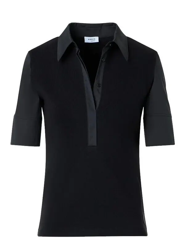 Akris Ribbed Stretch-jersey Polo Shirt - Black