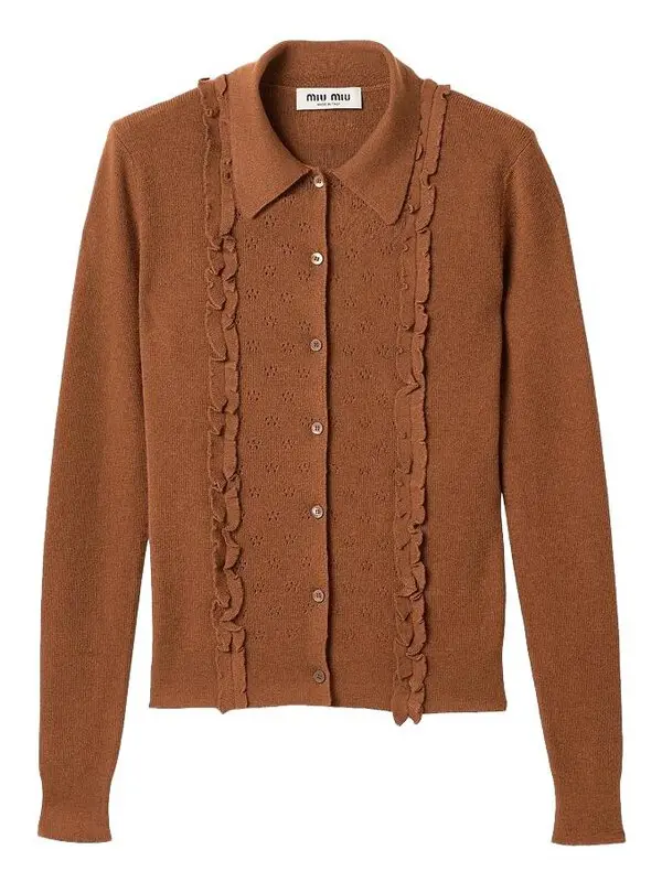 Miu Miu Cashmere And Silk Cardigan - Brown