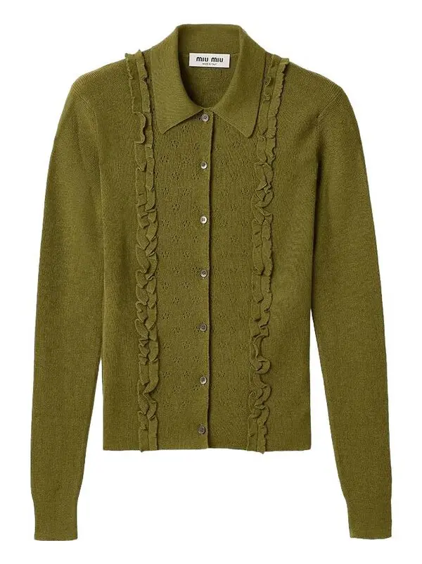 Miu Miu Cashmere And Silk Cardigan - Green