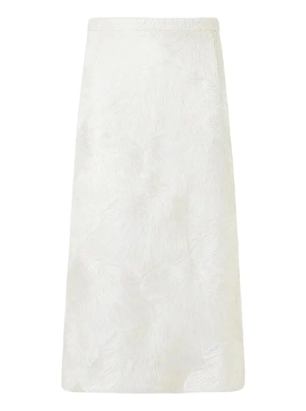Akris Lacquered Fan Lace A-line Skirt - Ecru