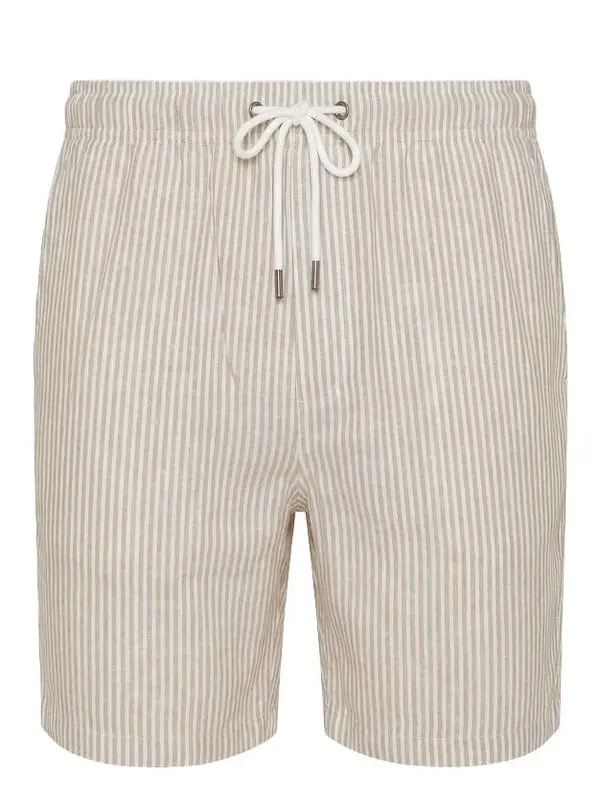Onia Classic Striped Linen-blend Drawstring Shorts - Beige