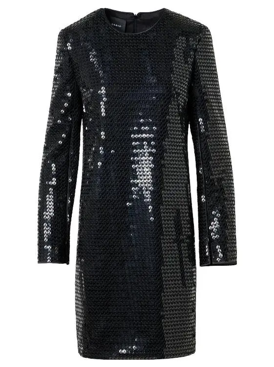 Akris Sequined Long-sleeve Sheath Cocktail Dress - Black