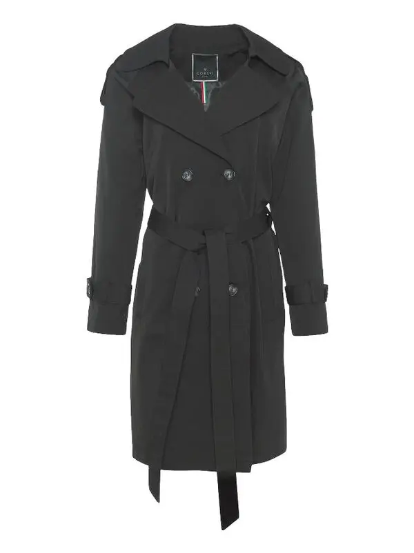 Gorski Lightweight Belted Trench Coat - Black