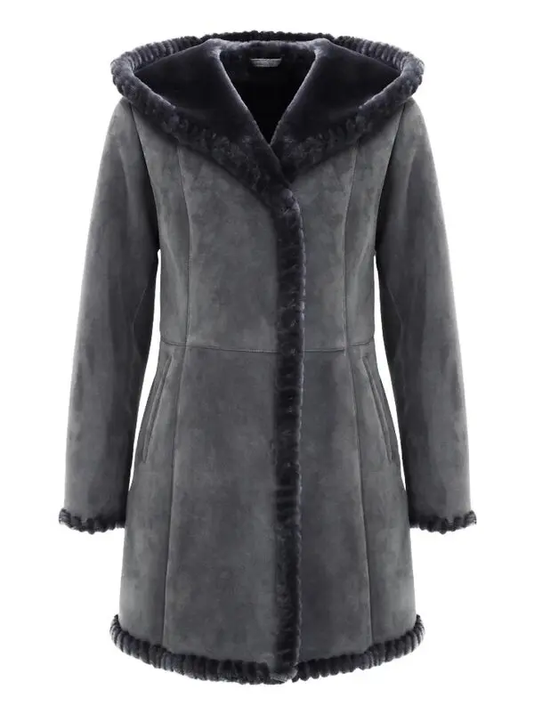 Gorski Shearling Lamb Parka With Whipstitch Trim - Anthracite
