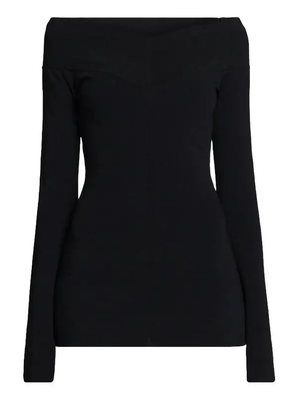 Stella McCartney Compact Knit Off-the-shoulder Top - Black