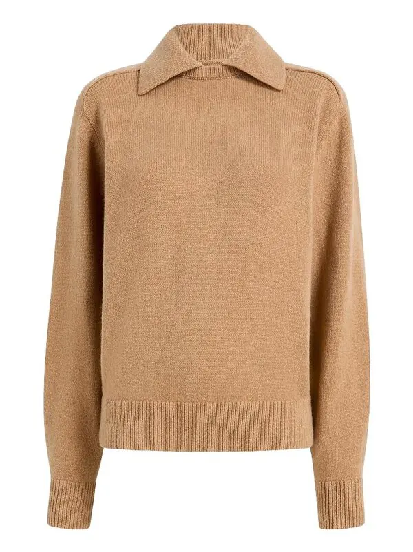 Khaite Jackson Wool-cashmere Spread-collar Sweater - Camel